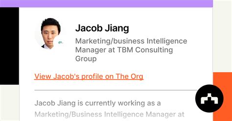 Jacob Jiang Marketing Business Intelligence Manager At Tbm Consulting Group The Org