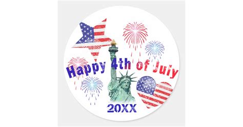 Happy 4th Of July Classic Round Sticker Zazzle
