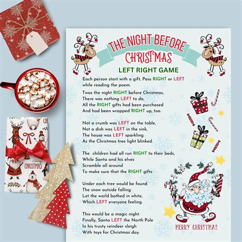 Left Right Christmas Game Twas The Night Story Vintage Christmas T