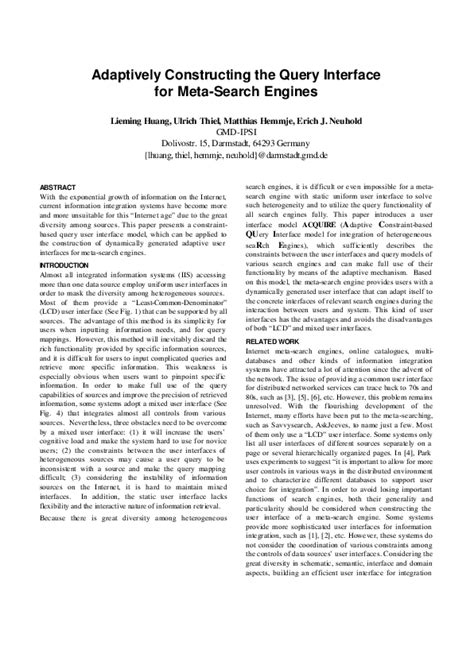 Pdf Adaptively Constructing The Query Interface For Meta Search Engines