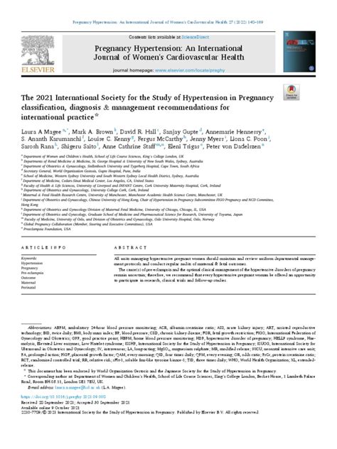 2021 Magee The 2021 Isshp Classification Pdf Hypertension