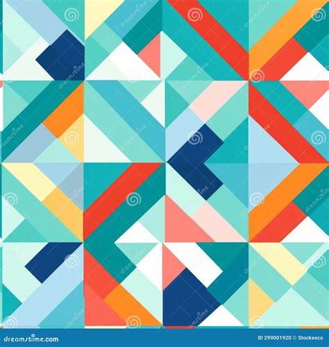 Bold And Angular Geometric Squares With Teal And Orange Color Palette Stock Illustration