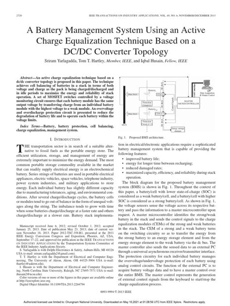 A Battery Management System Using An Active Charge Equalization
