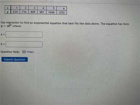 Solved Use Regression To Find An Exponential Equation That Chegg