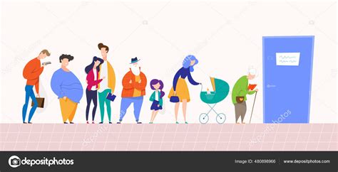 Queue Of People Cartoon