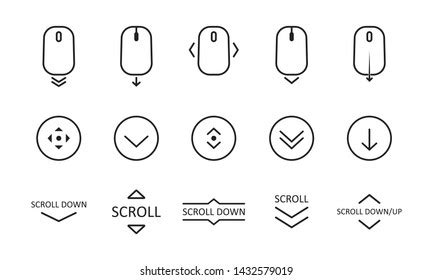 Scroll Down Icon Scrolling Mouse Symbol Stock Vector Royalty Free Shutterstock