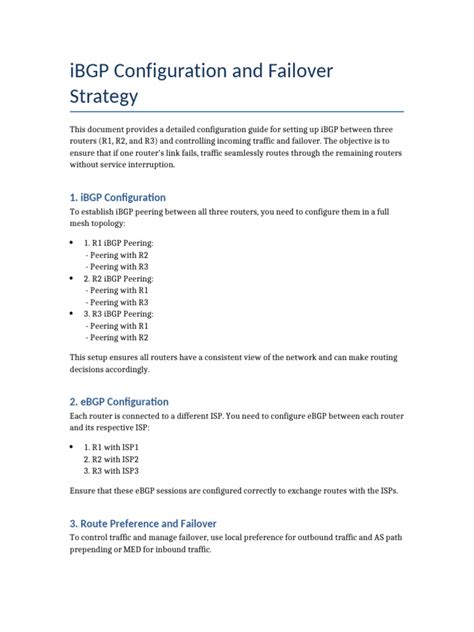 Ibgp Configuration And Failover Strategy Pdf
