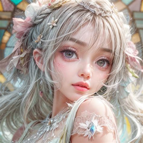 A Close Up Of A Woman With Long Hair And A Flower Crown Seaart Ai
