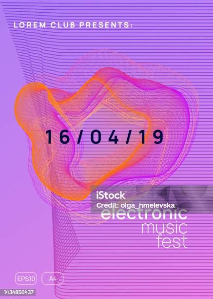 네온 클럽 전단지 전기 댄스 음악 트랜스 파티 Dj 전자 사운드 페스트 테크노 이벤트 포스터 Dj에 대한 스톡 벡터 아트 및