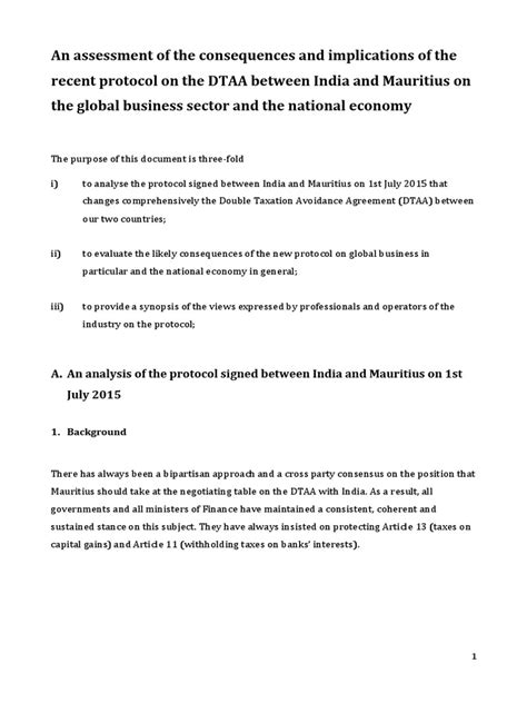 Dtaa Analysis Of Consequences July 2015 Pdf Capital Gains Tax Taxes