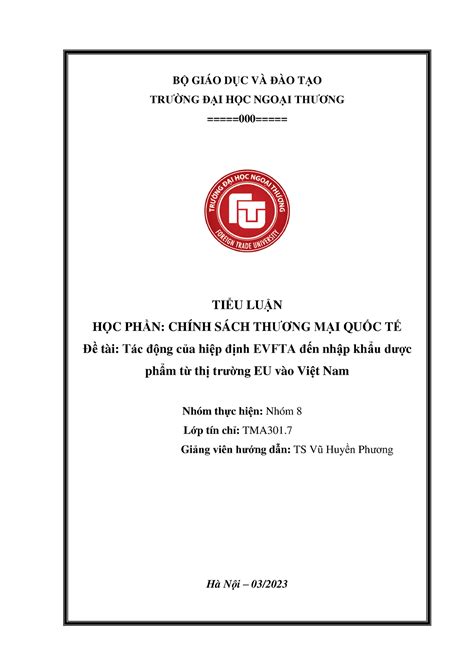 Tiểu luận Cstmqt nhóm BỘ GIÁO DỤC VÀ ĐÀO TẠO TRƯỜNG ĐẠI HỌC NGOẠI THƯƠNG TIỂU