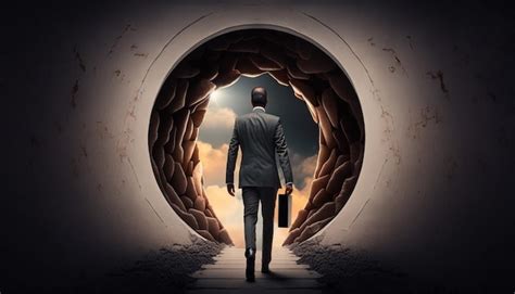 Premium Photo A Businessman Going To His Goal Overcoming All The