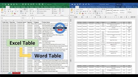 Dynamically Create A Word Table From Excel Data Using Excel Vba Youtube