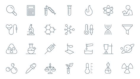 Laboratory And Science Line Icon Set Chemistry Lab Experiment Test Tube Baker Icons Vector