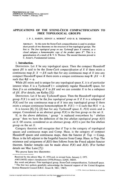 Pdf Applications Of The Stone Cech Compactification To Free Topological Groups