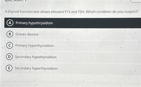 Solved A Thyroid Function Test Shows Elevated Ft4 ﻿and Tsh