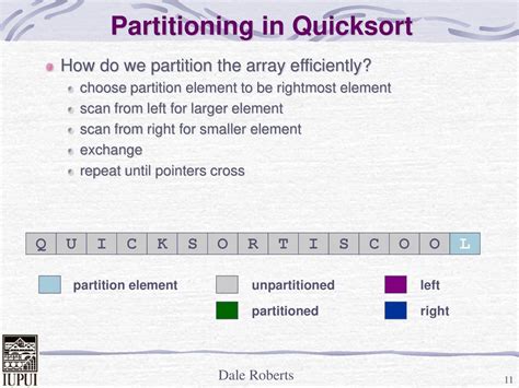Department Of Computer And Information Science School Of Science Iupui Quicksort Dale Roberts