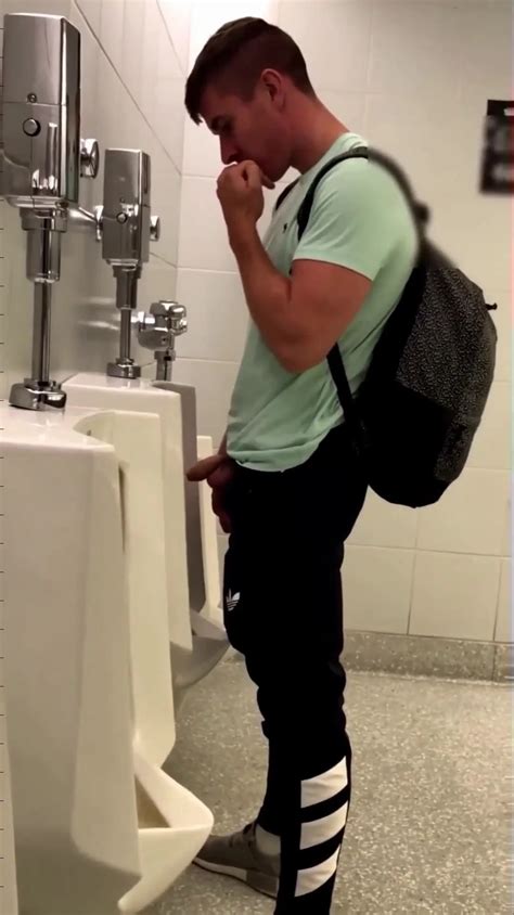 Urinal Spy Uncut Dick And Balls Out Pissing