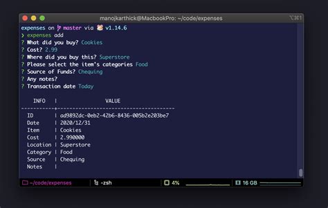 github manojkarthick expenses simple interactive command line