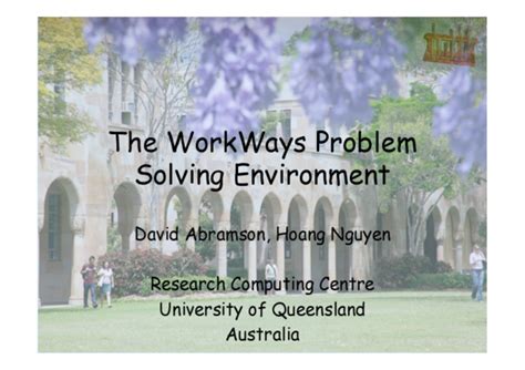 Pdf The Workways Problem Solving Environment
