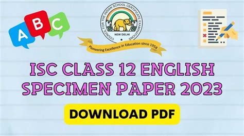 Isc English Specimen Paper 2023 Cisce Class 12 English Sample Paper Download Pdf