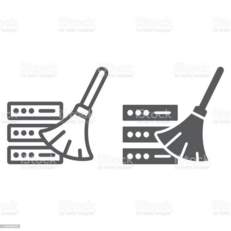 Database Cleaning Line And Glyph Icon Data And Analytics Removing Sign