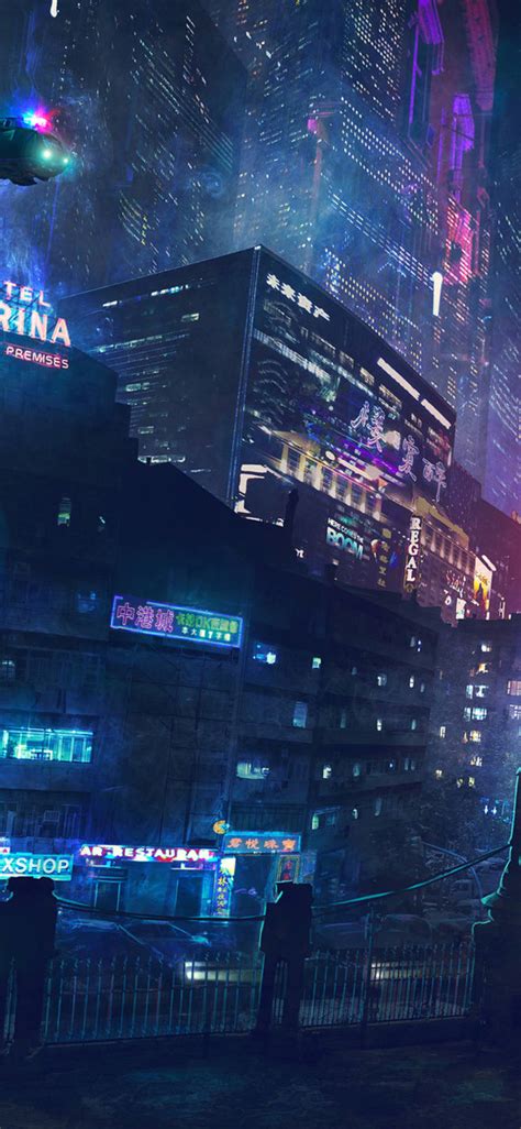 Download City Buildings Cyberpunk Iphone X Wallpaper