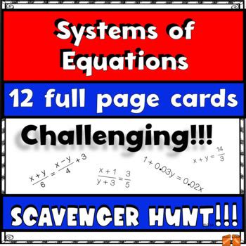SYSTEMS OF LINEAR EQUATIONS HONORS ACTIVITY Task Cards SCAVENGER HUNT