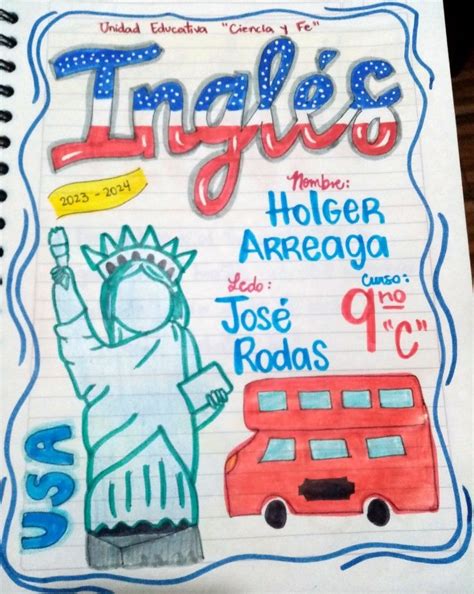 Caratula De Inglés Cuadernos Creativos Dibujos Para Caratulas