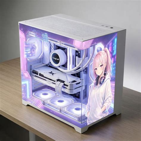 Anime Girl Pc Case Skin Static Cling Glass Skin Tempered Glass Wrap