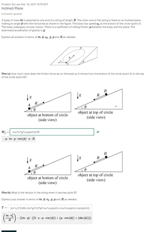 Solved Problem Set Due Mar EDT Inclined Plane Chegg