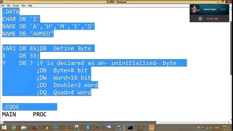 Using Masm Data Declaraions In 8086 Assembly Using Video Interrupts