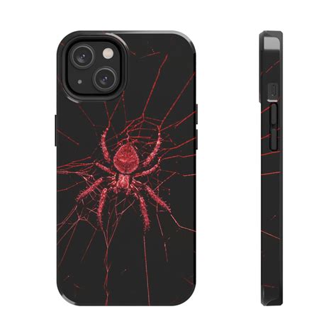 Red Spiders Phone Case Y2k Gothic Grunge Aesthetic Glossy Spiderweb