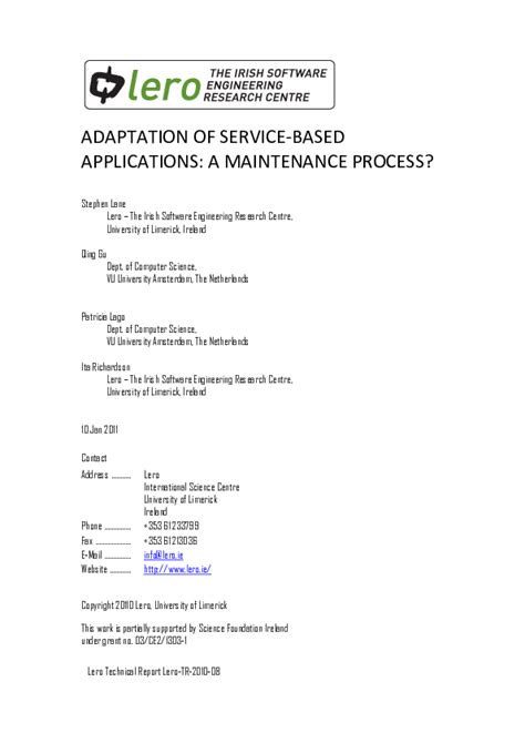 Pdf Adaptation Of Service Based Applications A Maintenance Process