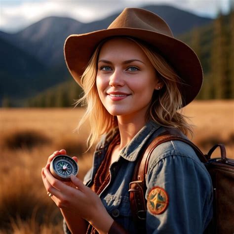 Woman Explorer Smiling And Confident Navigating Exploration With