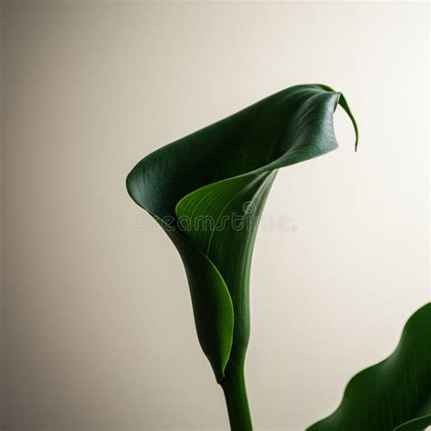 Close Up Of A Single Green Calla Lily Zantedeschia Spp Against A