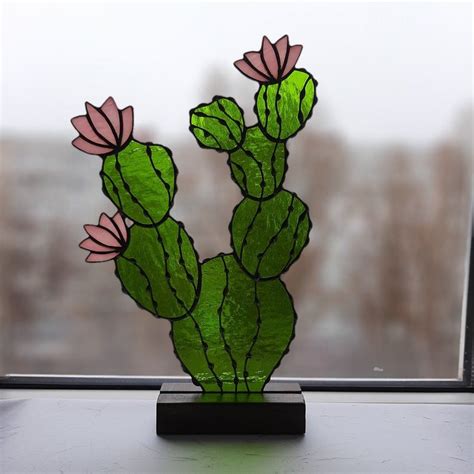 Beginner Cactus Stained Glass Pattern Cactus Plant Stake Pattern Artofit