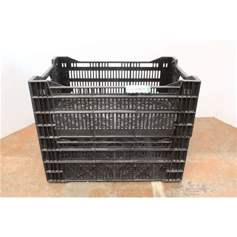 2 Black Plastic Packing Crates Bodnarus Auctioneering