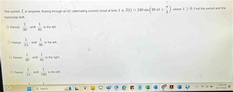 solved the current i in amperes flowing through an ac alternating