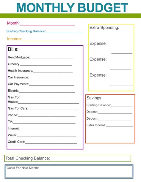 Free Budgeting Worksheets