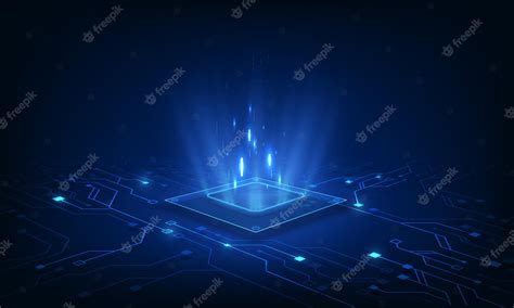 premium vector abstract technology chip processor background circuit board and html code3d