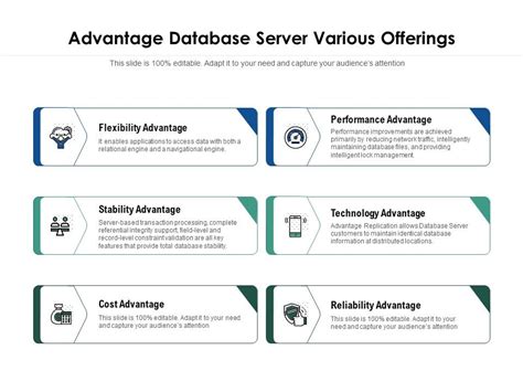 Advantage Database Server Various Offerings Powerpoint Slide Clipart Example Of Great Ppt