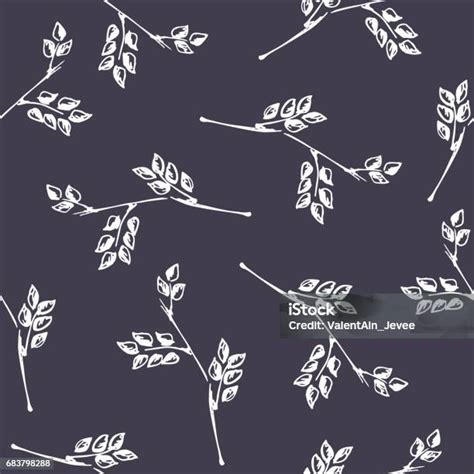 원활한 벡터 패턴 분기와 잎 손으로 그린 배경 손 밑그림 그리기입니다 낙서 스타일입니다 손으로 그린 패턴의 시리즈입니다 귀여운에 대한 스톡 벡터 아트 및 기타 이미지