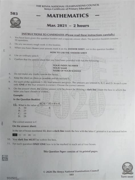 Mathematics Kcpe 2021 Pdf
