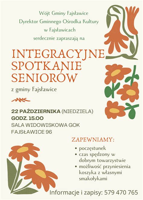 Zapraszamy Na Integracyjne Spotkanie SeniorÓw Z Gminy FajsŁawice