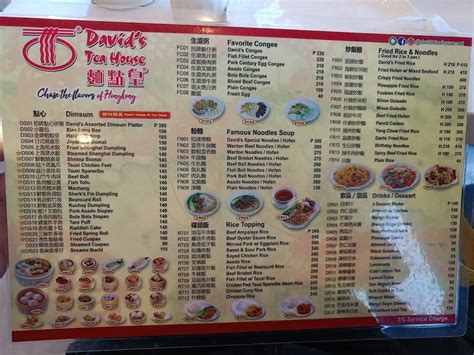 Menu At Davids Tea House Southwoods Biñan Restaurant Biñan