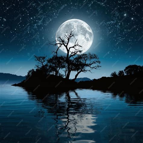 Premium Photo Default Of Tree On Cliff Reflecting Moonlight On Tree