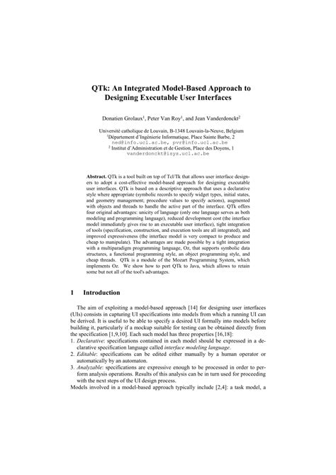 Pdf Qtk An Integrated Model Based Approach To Designing Executable User Interfaces