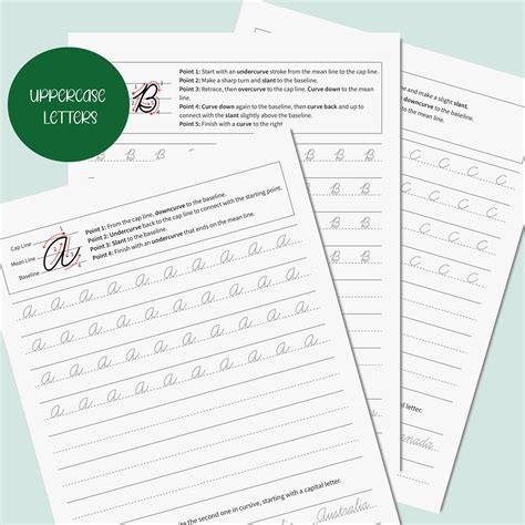Cursive Worksheets Uppercase And Lowercase Cursive Letters Etsy