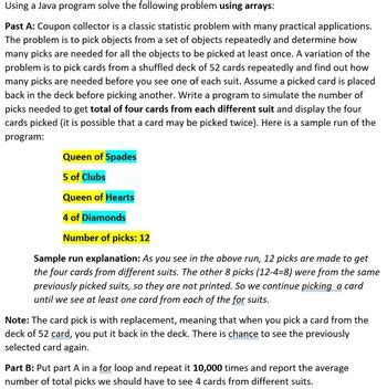 Answered Using A Java Program Solve The Following Problem Using Arrays